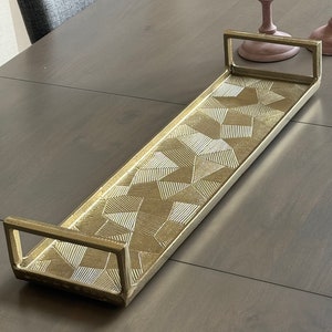 Antique Gold Rectangle Tray Decorative Modern Farmhouse Decor for ...