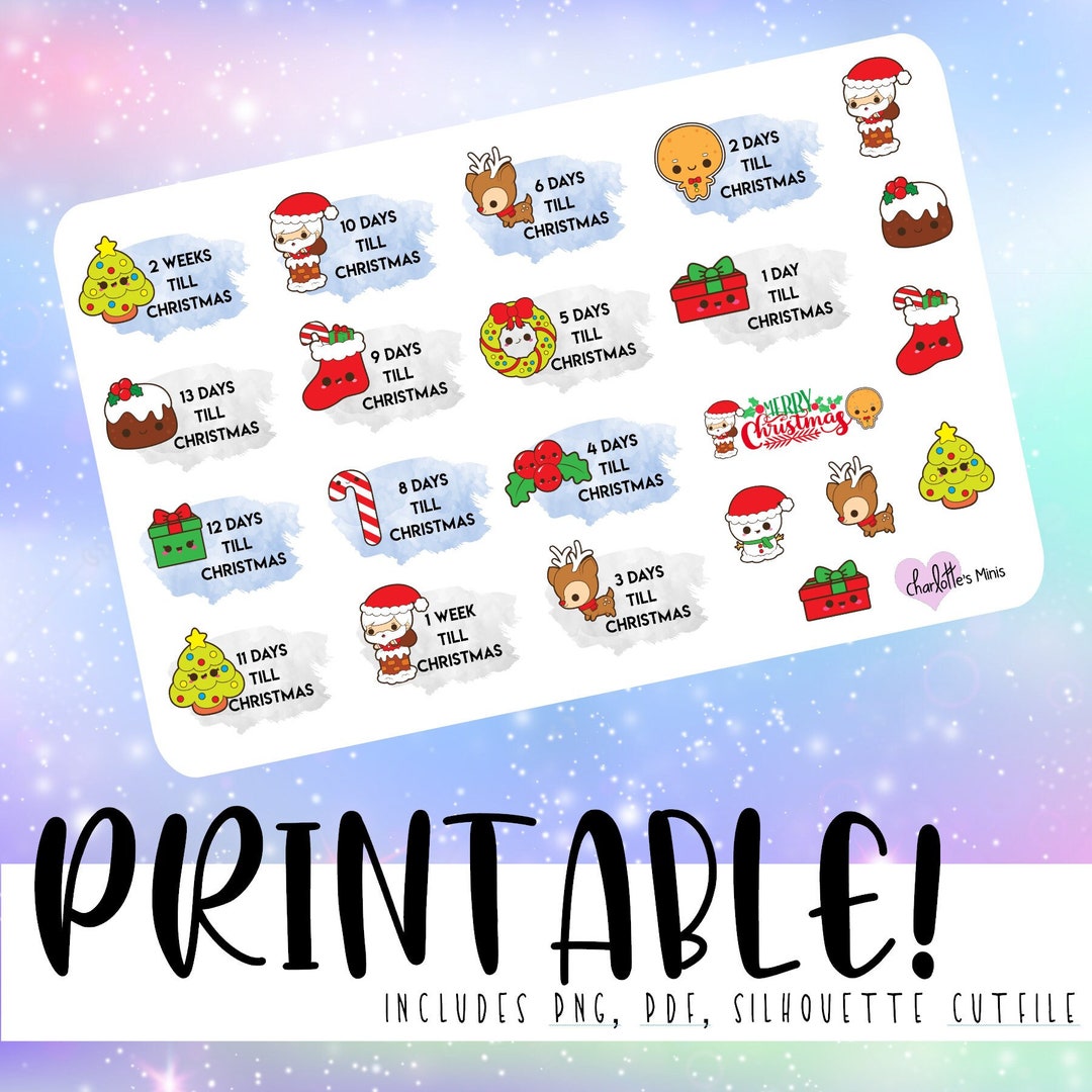 Printable Planner Deco Stickers PNG and SS Files Christmas Countdowns ...
