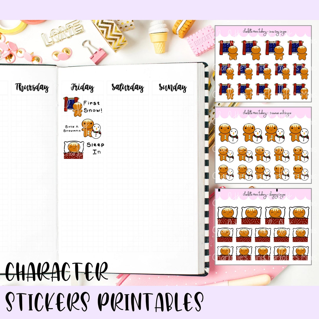 Printable Planner Character Stickers PNG and SS Files - Etsy