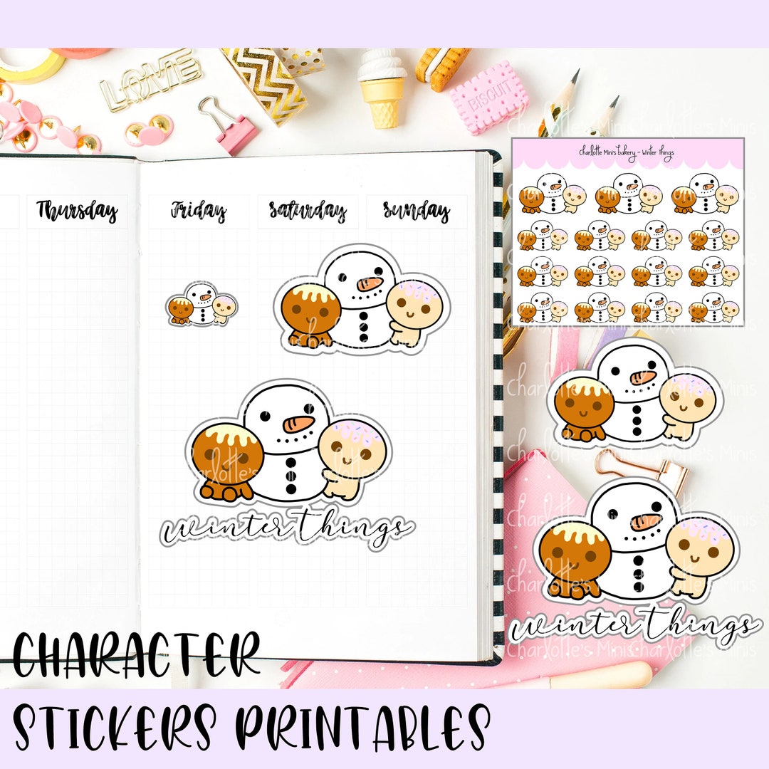 Printable Planner Character Stickers PNG and SS Files - Etsy