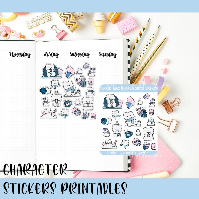Printable Classic Planner Deco Cricut and SS Files Snowy Bears Deco - Etsy