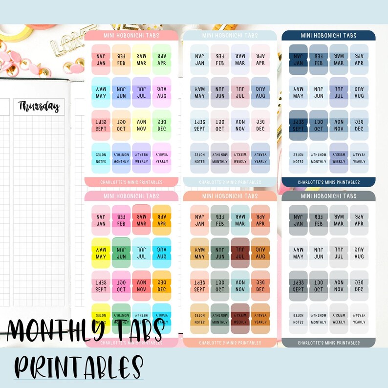 Printable Deco Stickers PNG and SS Files Small Hobonichi Tabs - Etsy