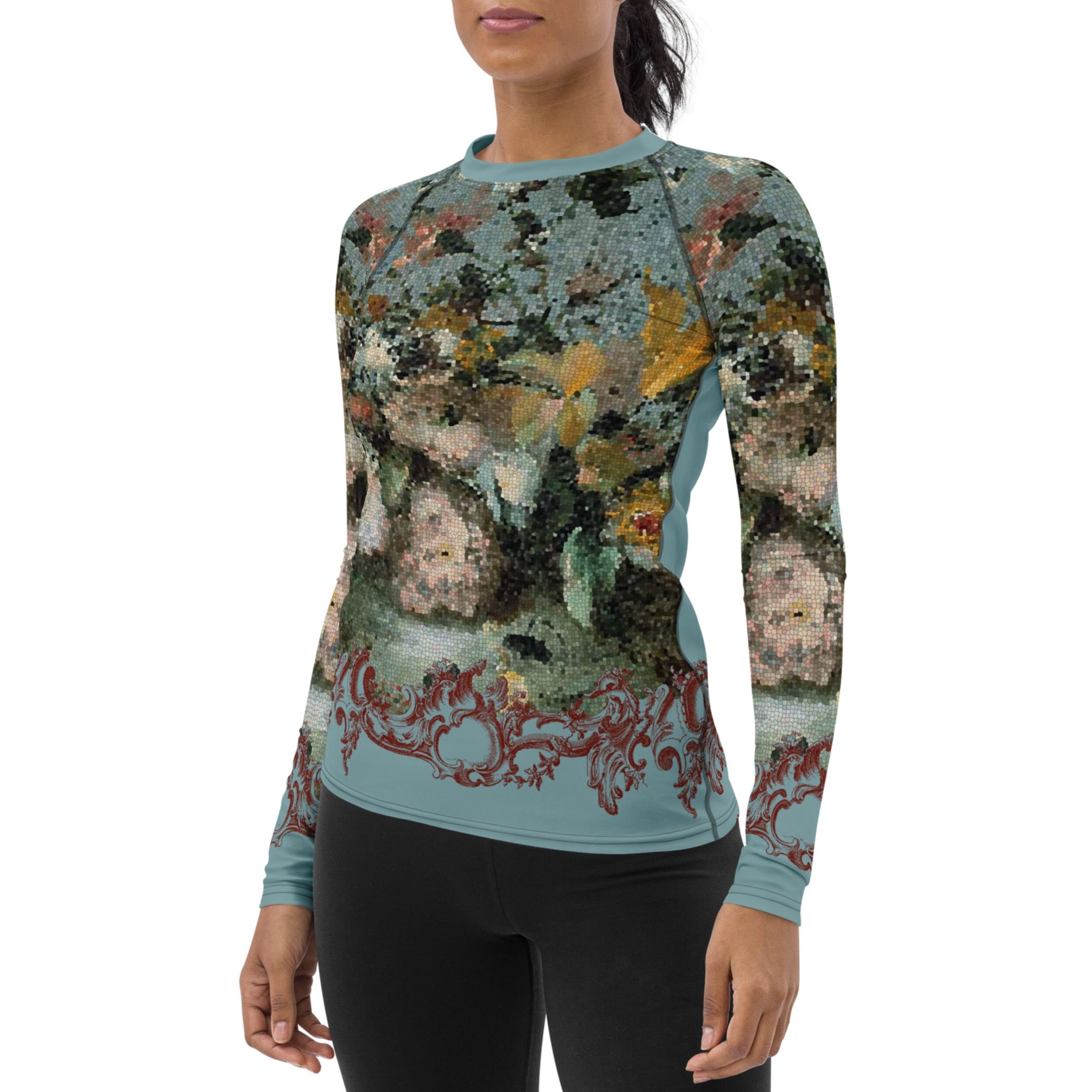 Floral Mosaic Rash Guard in Duck Egg. Women's BJJ Rash Guard. - Etsy