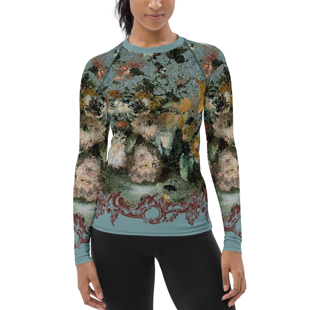 Floral Mosaic Rash Guard in Duck Egg. Women's BJJ Rash Guard. - Etsy