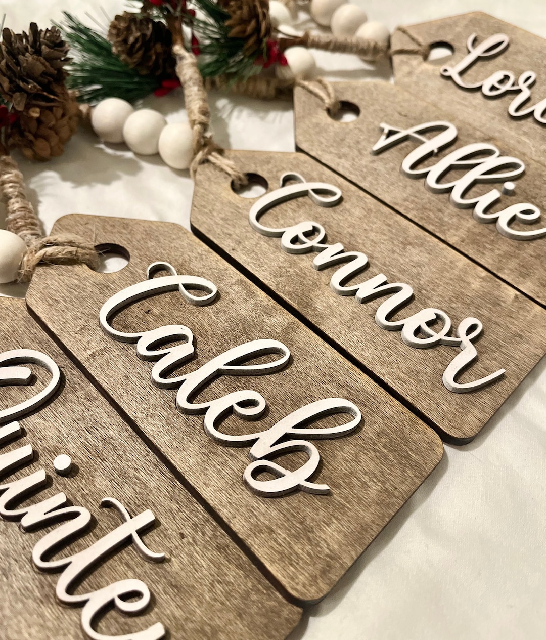 Stocking Tags - Wood Stocking Tag - Name Tag - Wood Gift Name Tag ...