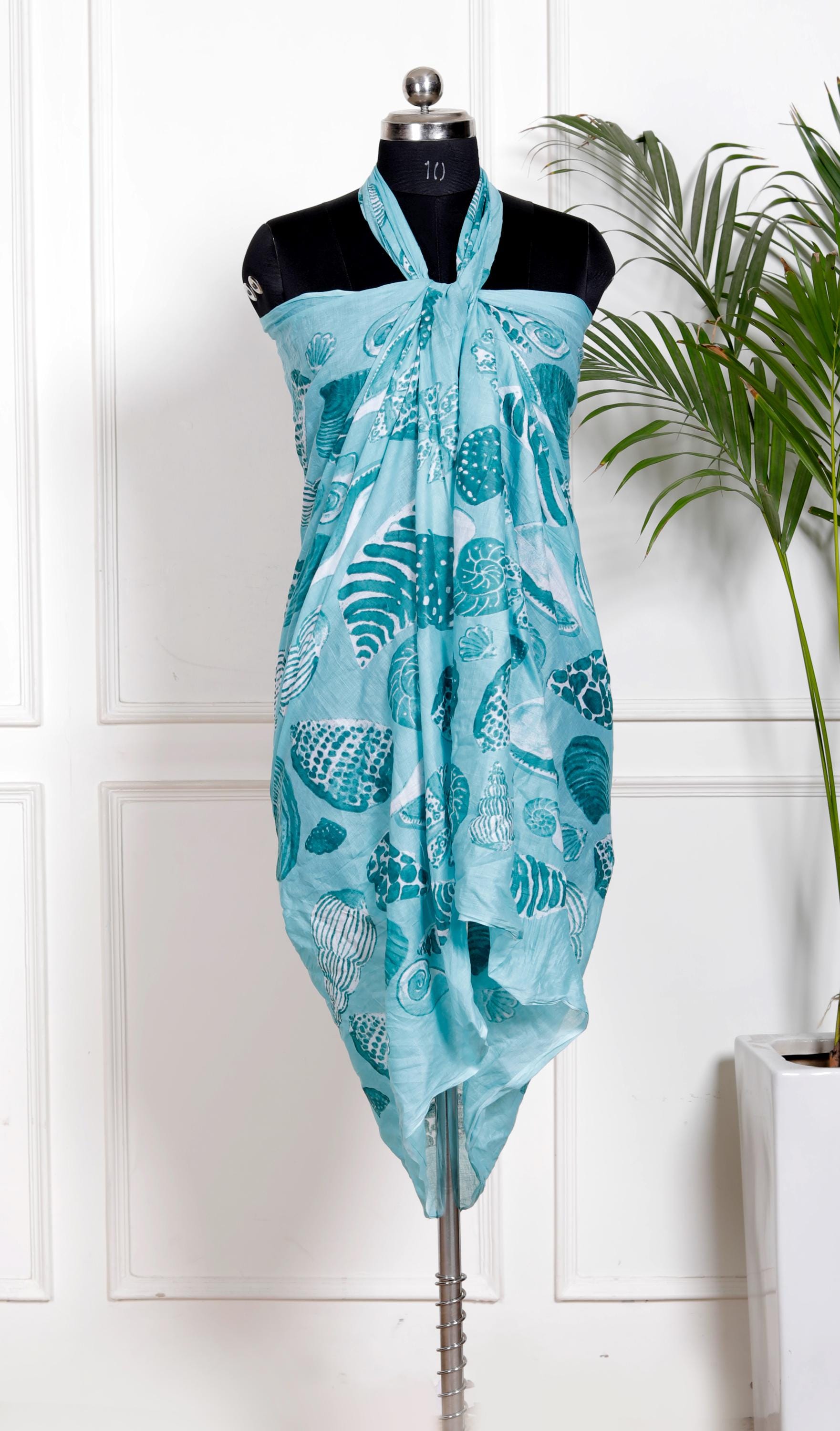 Beach Sarong, Hand Stamp Block Print Sarong, Pure Cotton, Sarong for ...