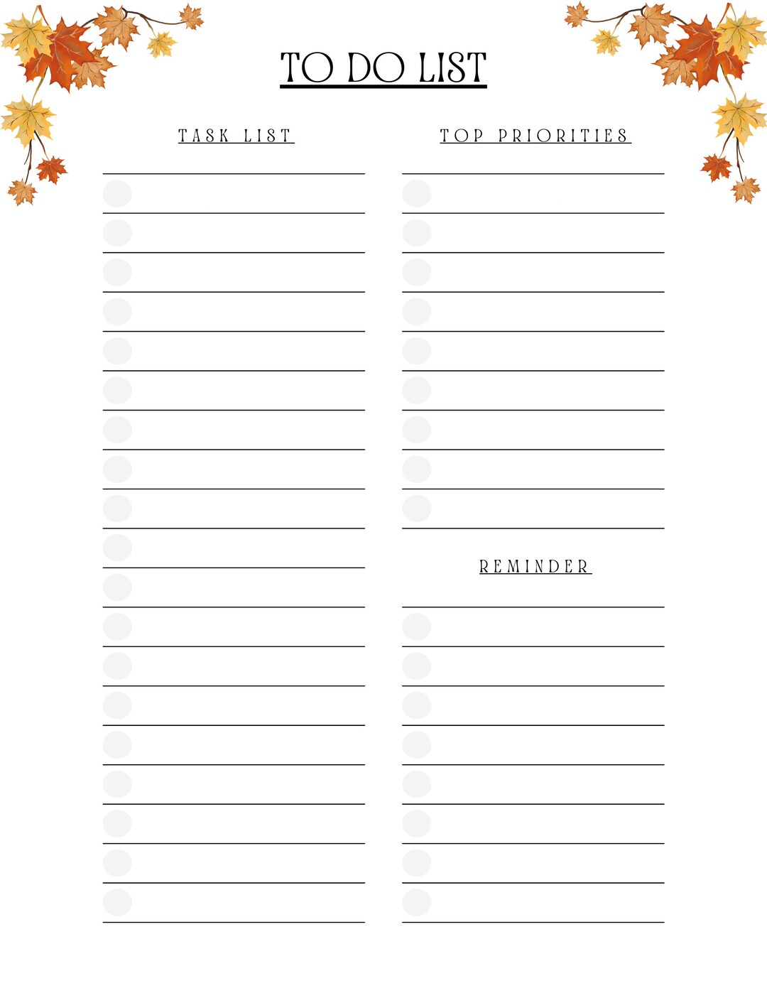 Simple to Do List, Instant Download, Minimalistic to Do List, Autumn to ...
