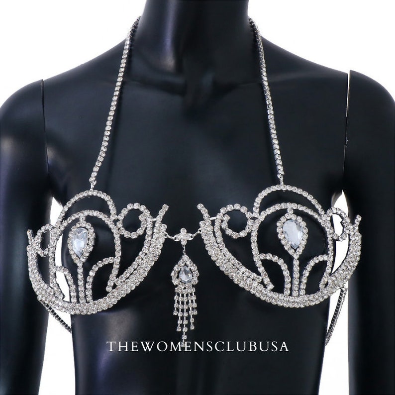 Irregular Water Drop Bra Chain Breast Bracket Body Jewelry Crystal ...