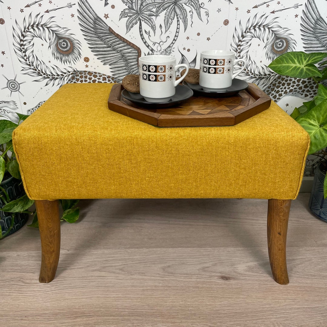 Vintage Footstool Upcycled Footrest Retro Upholstered Stool - Etsy UK
