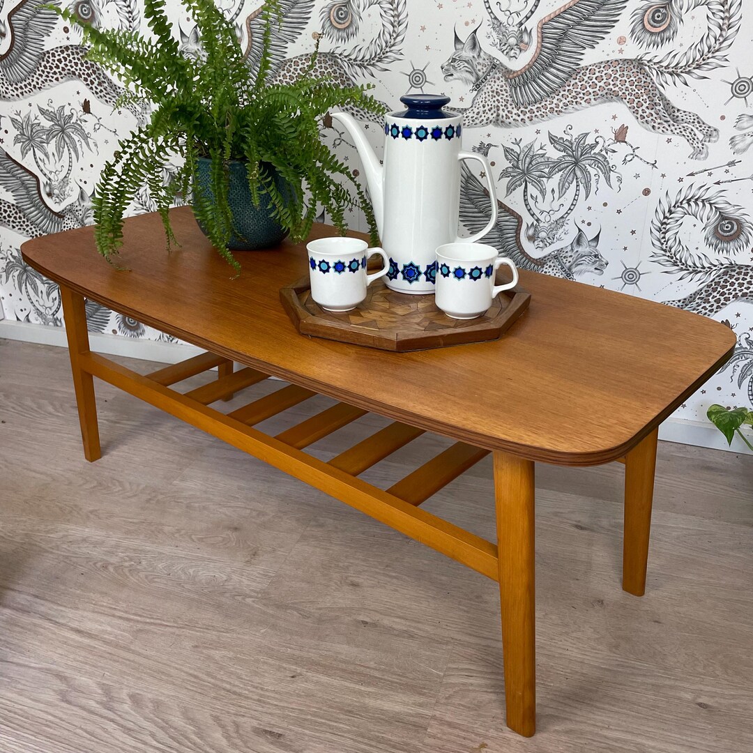 Vintage Danish Style Coffee Table | Retro Coffee Table With Magazine ...
