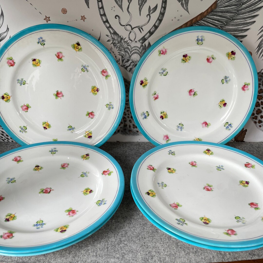 Set of Six Minton Tea Plates Pattern 9187 Turquoise - Etsy