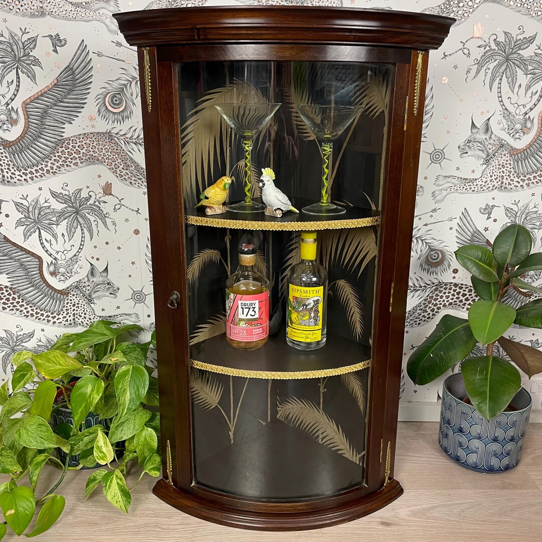 Vintage Mahogany Curved Front Corner Cabinet | Small Cocktail Cabinet ...