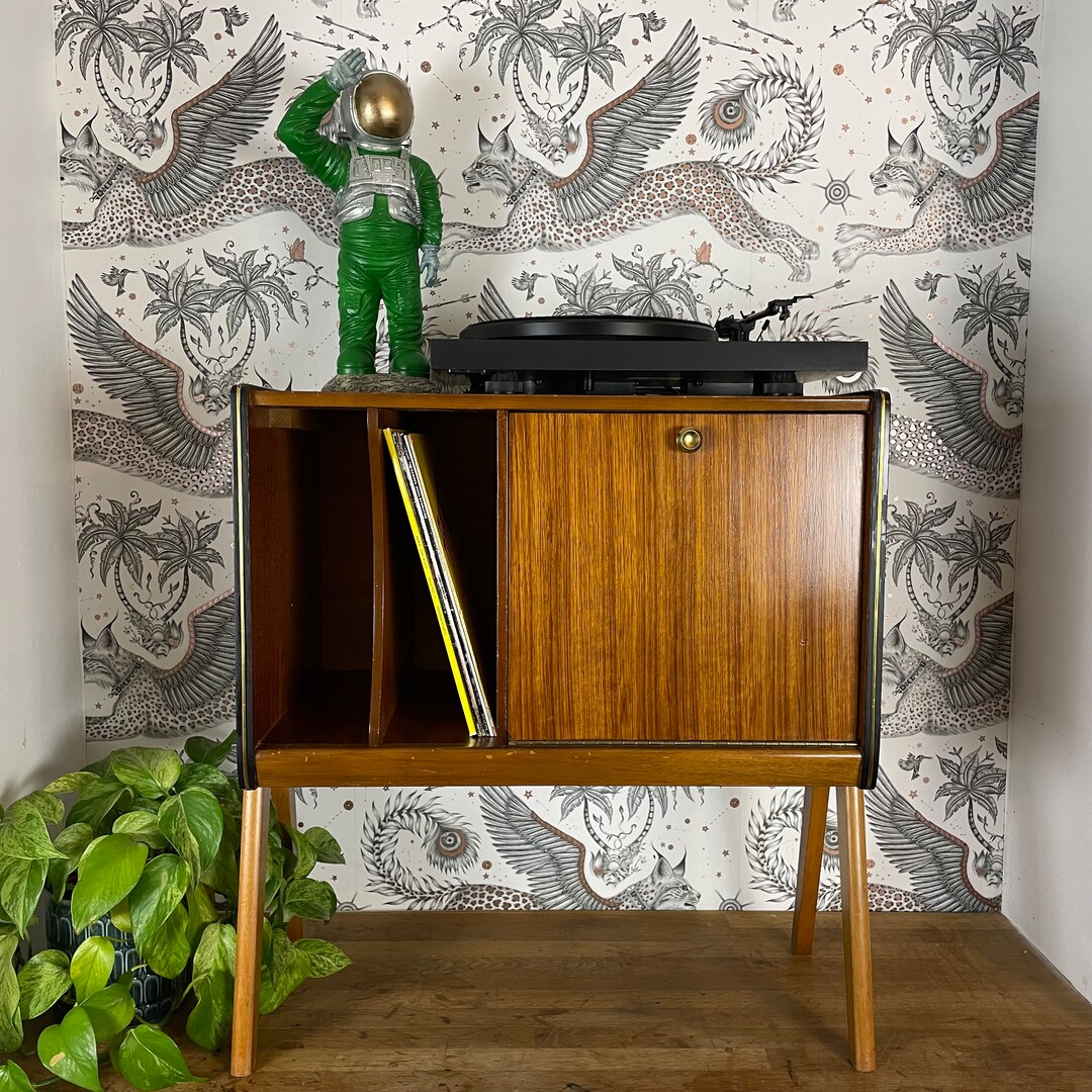 Vintage Retro Mid-century Vinyl Storage Cabinet | Record Player Stand ...