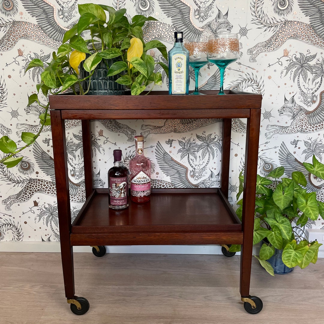 Vintage Mid Century Tea Trolley | Teak Drinks Trolley | Retro Cocktail ...