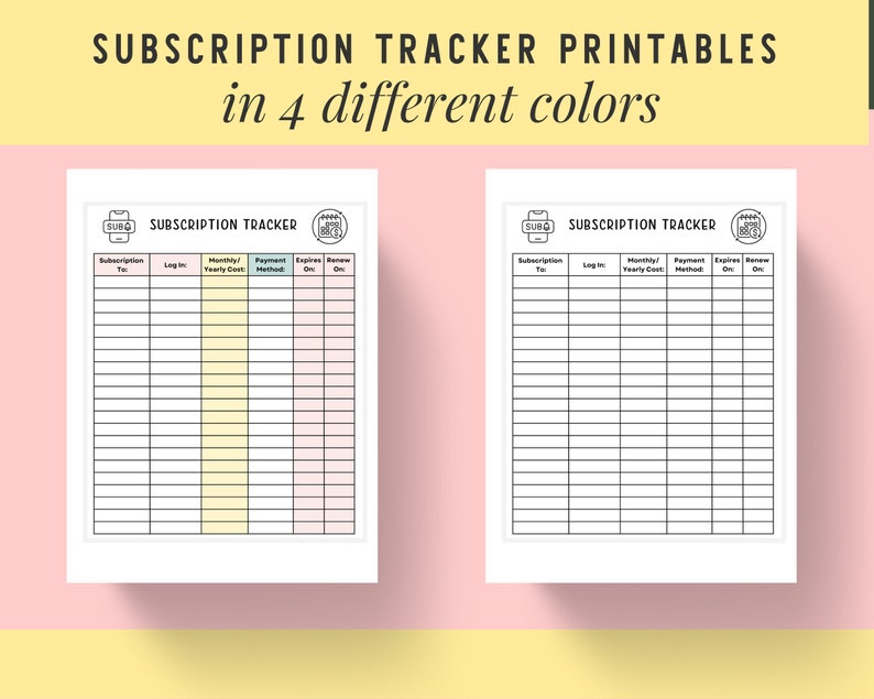 Subscription Tracker Printables - Etsy