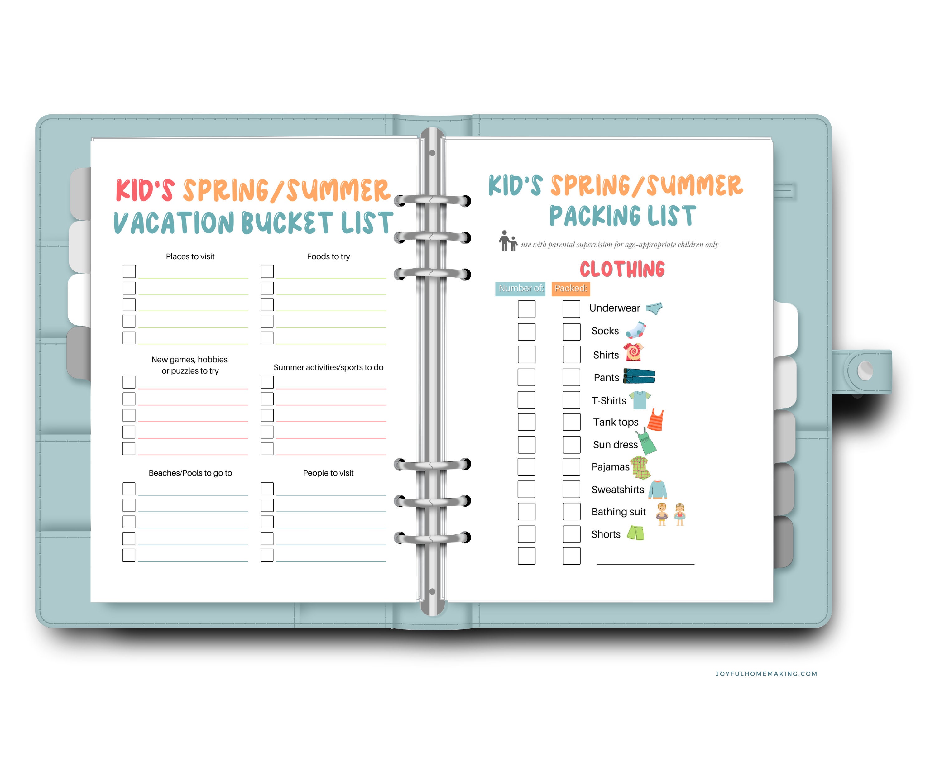 Vacation Packing Checklist for Kids - Etsy