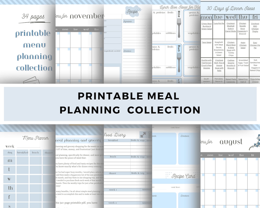 Printable Meal Planning Tools Collection - Etsy UK
