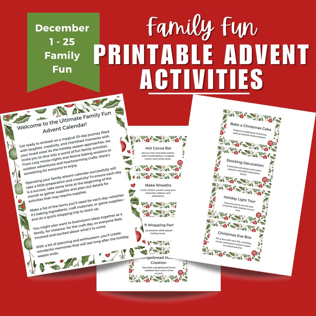 25 Family Fun Printable Advent Activities - Etsy