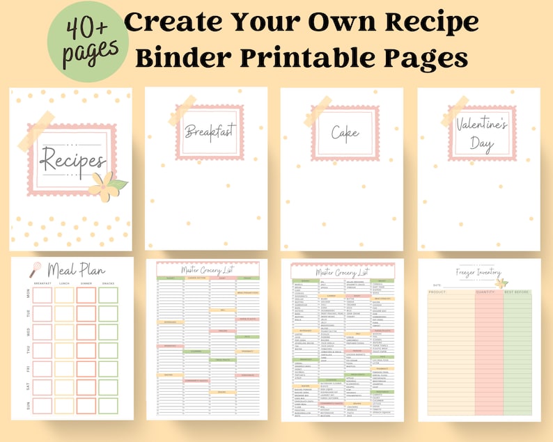 Create Your Own Recipe Binder Printable Pages - Etsy