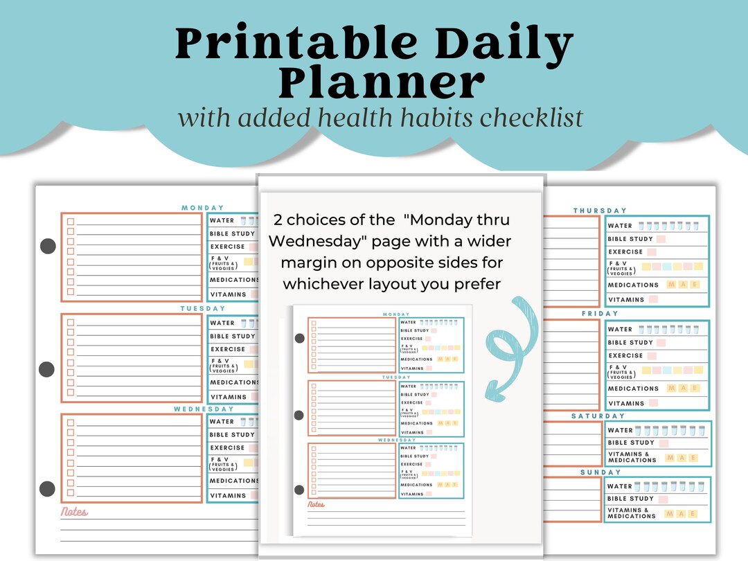 Printable Daily Planner Pages - Etsy