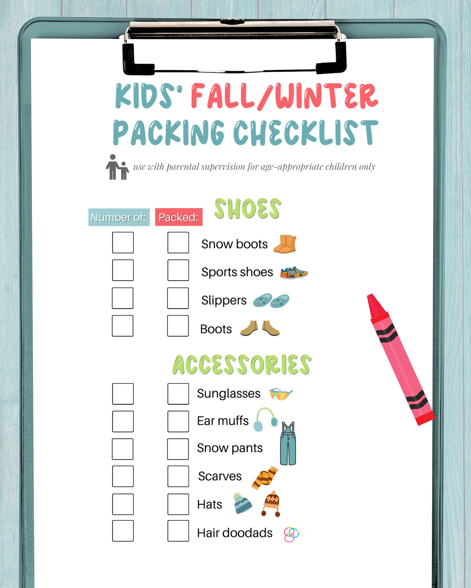Vacation Packing Checklist for Kids - Etsy