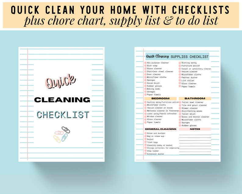 Quick Clean Your Home Checklist - Etsy