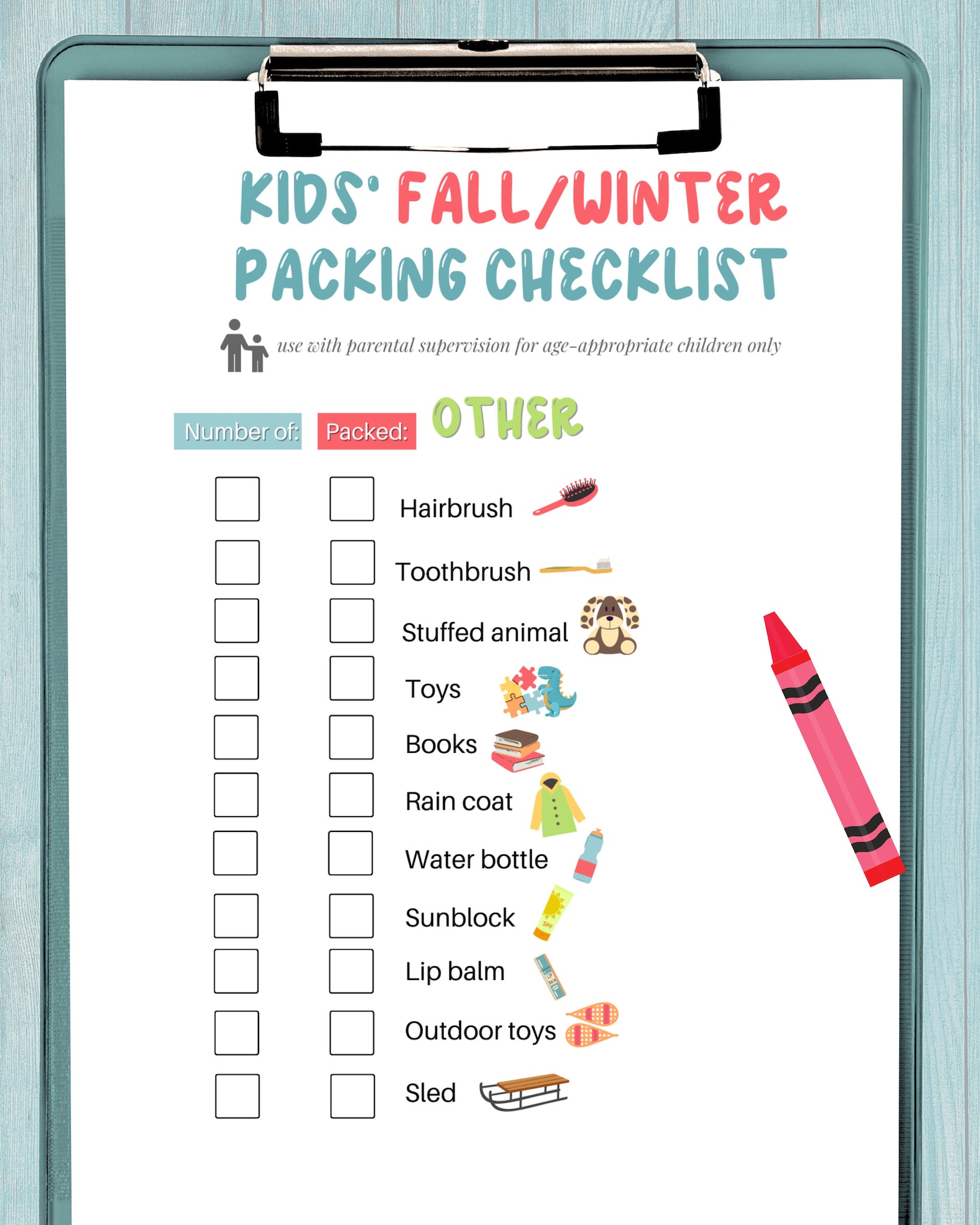 Vacation Packing Checklist for Kids - Etsy