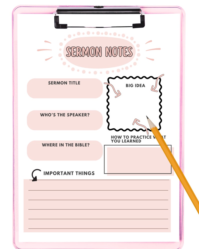 Children's Printable Sermon Notes Guide - Etsy