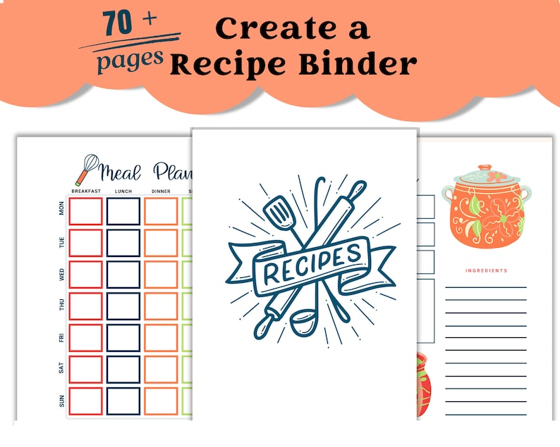 70+ Page Printable Recipe Binder - Etsy