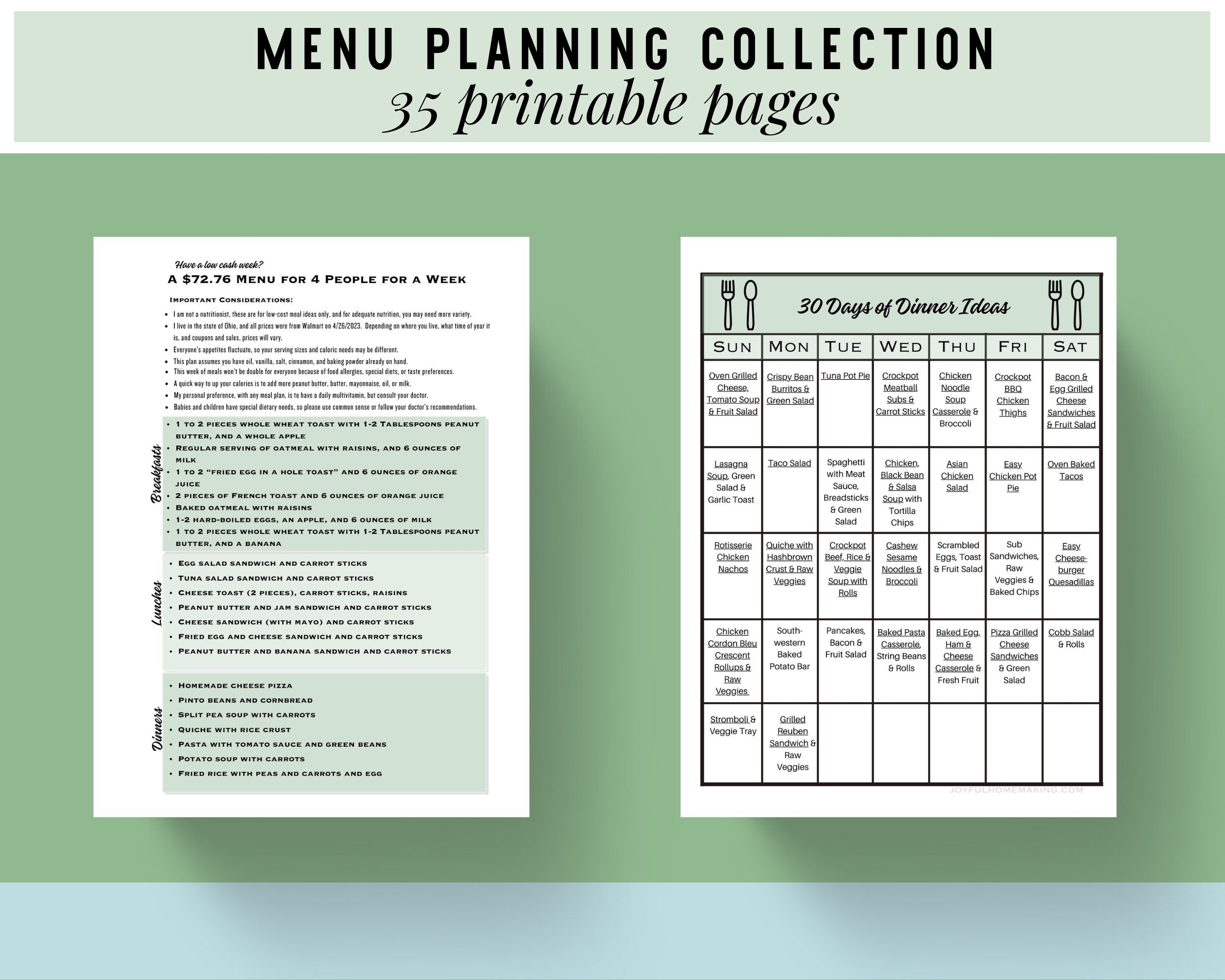 Printable Meal Planning Tools Collection - Etsy