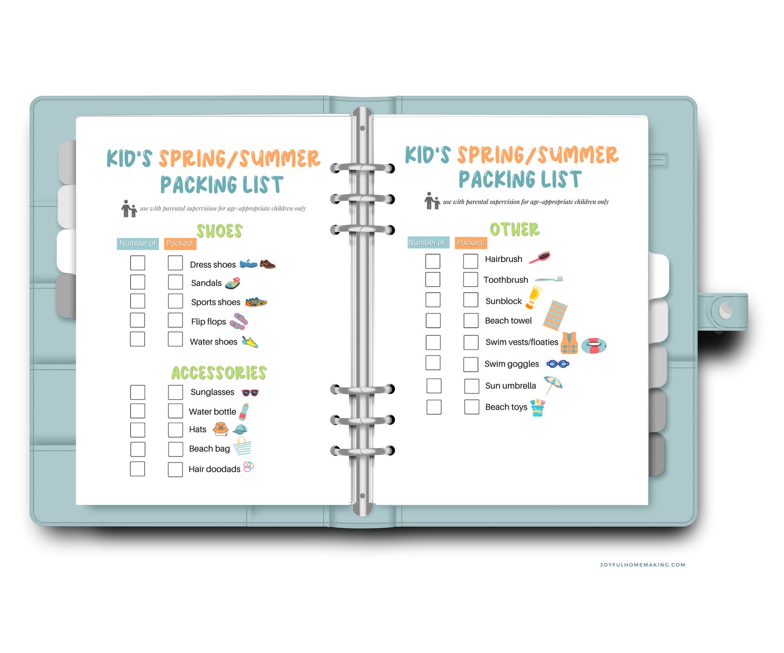 Vacation Packing Checklist for Kids - Etsy