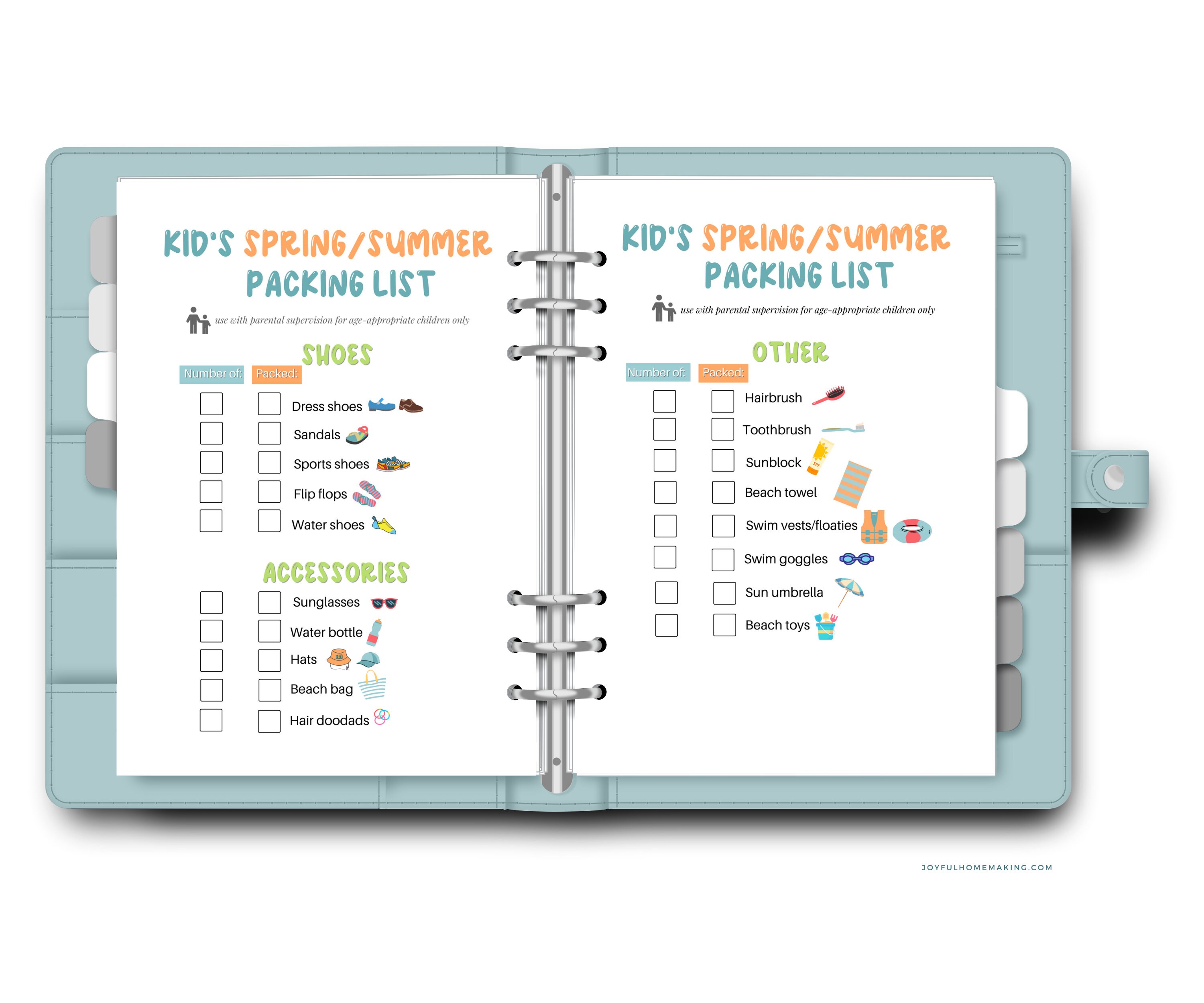 Vacation Packing Checklist for Kids - Etsy