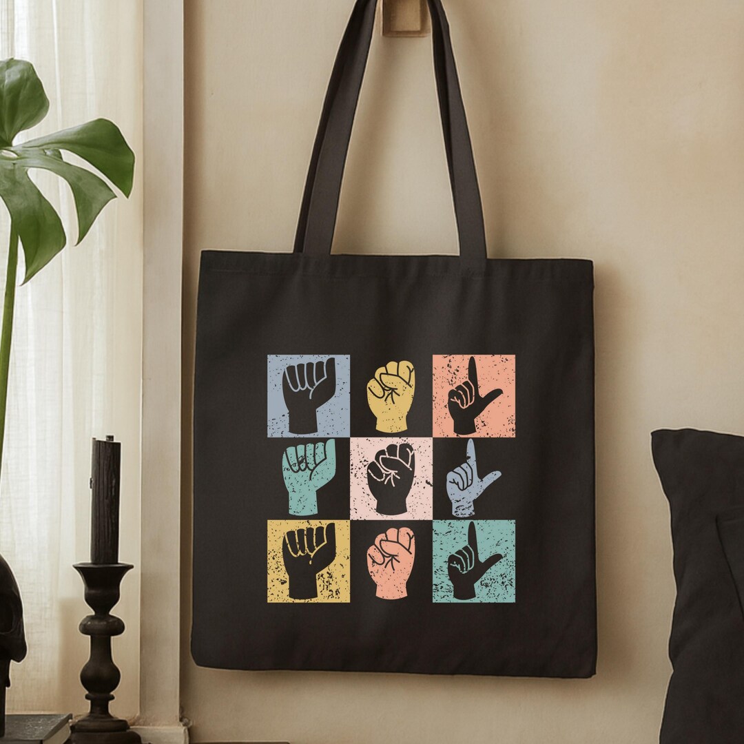 Deaf Culture Tote Bag, Deaf Awareness Bag, Sign Language Gift, ASL ...