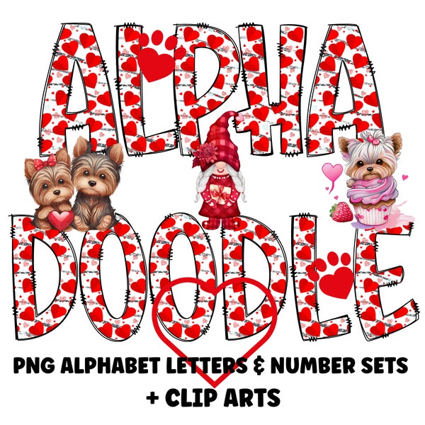 Red and Black Doodle Letters - Etsy