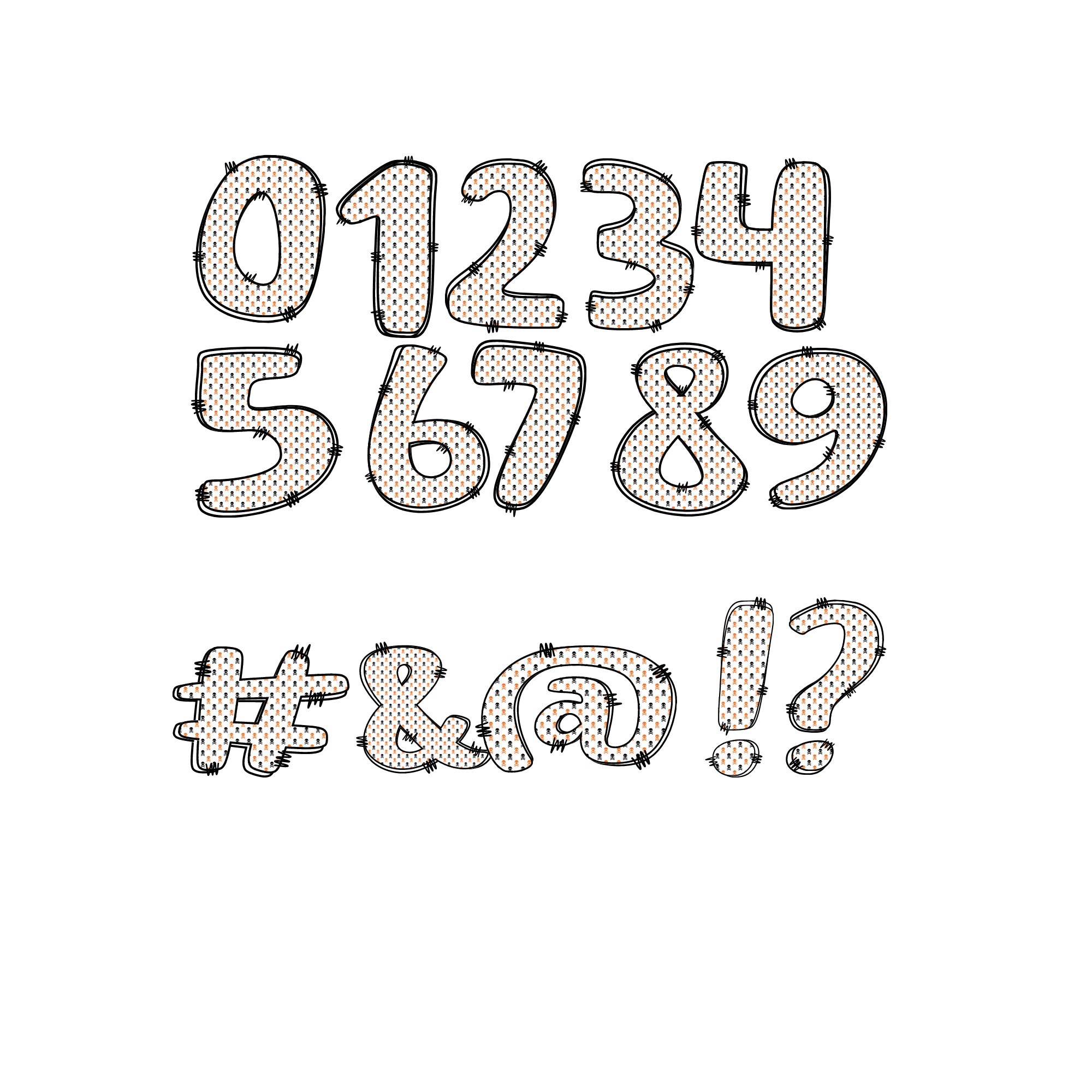 Halloween Digital Doodle Letters, PNG Doodle Letter, Halloween Numbers ...
