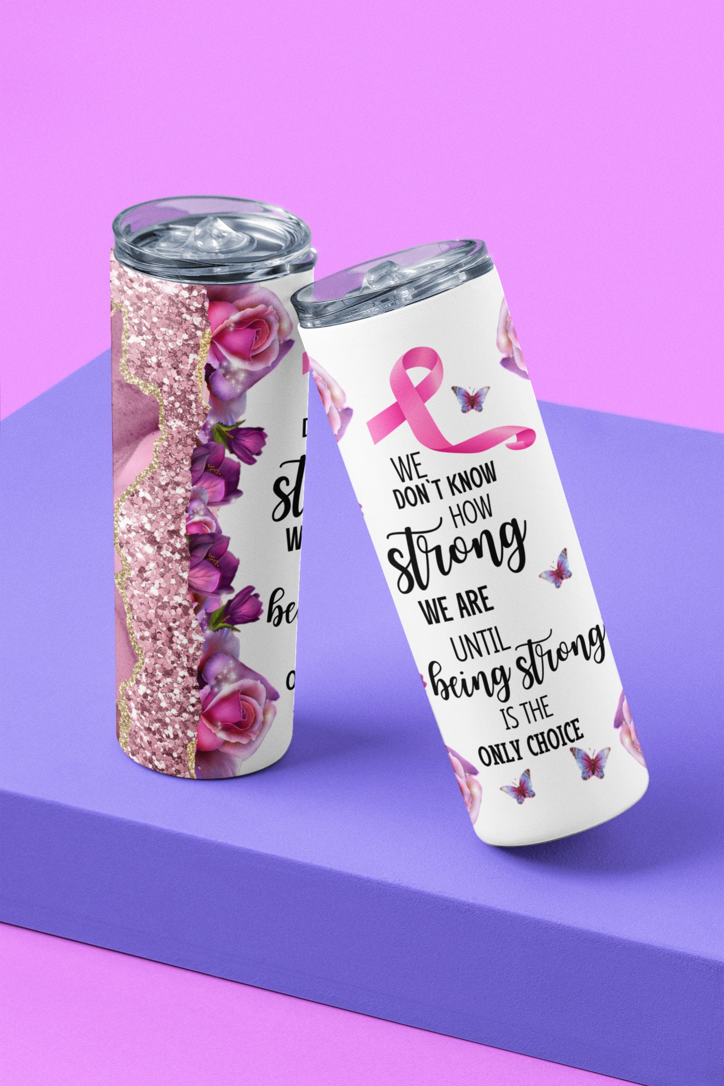 Breast Cancer Awareness Ribbon Motivational Tumbler, 20 30oz Skinny ...