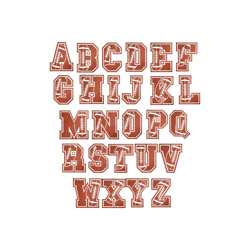 Football Alphabet Letters PNG Bundle, Football Sports Letters Hand ...