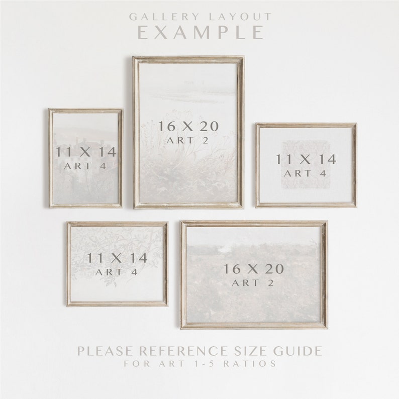 Vintage Neutral Gallery Wall SET of 5 | Antique Cozy Home Decor Artwork ...