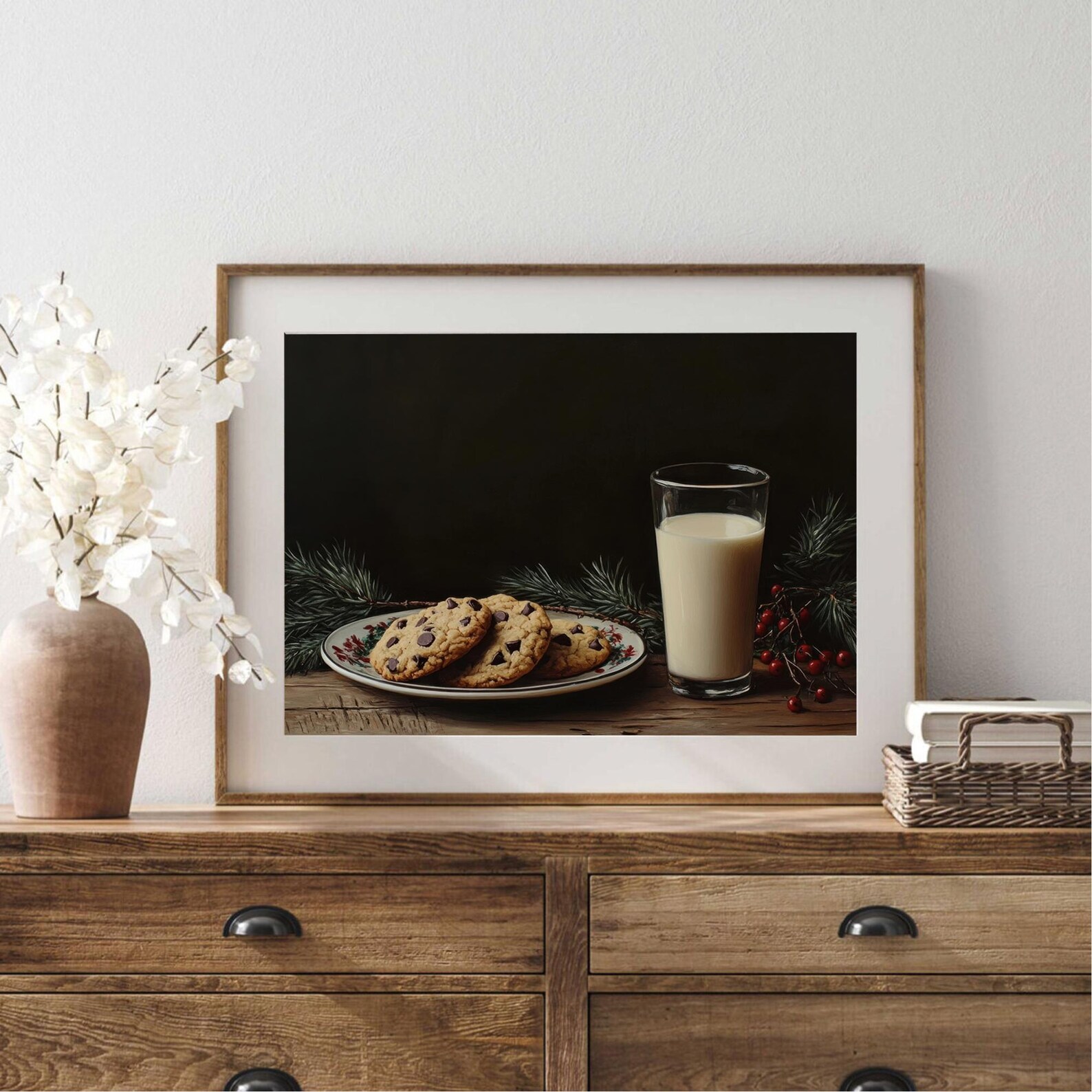 Santa’s Milk and Cookies | Vintage Christmas Wall Art | Holiday Fine ...