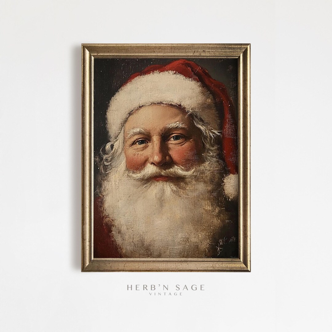 Vintage Santa Claus Portrait | Traditional Christmas Art | Nostalgic ...