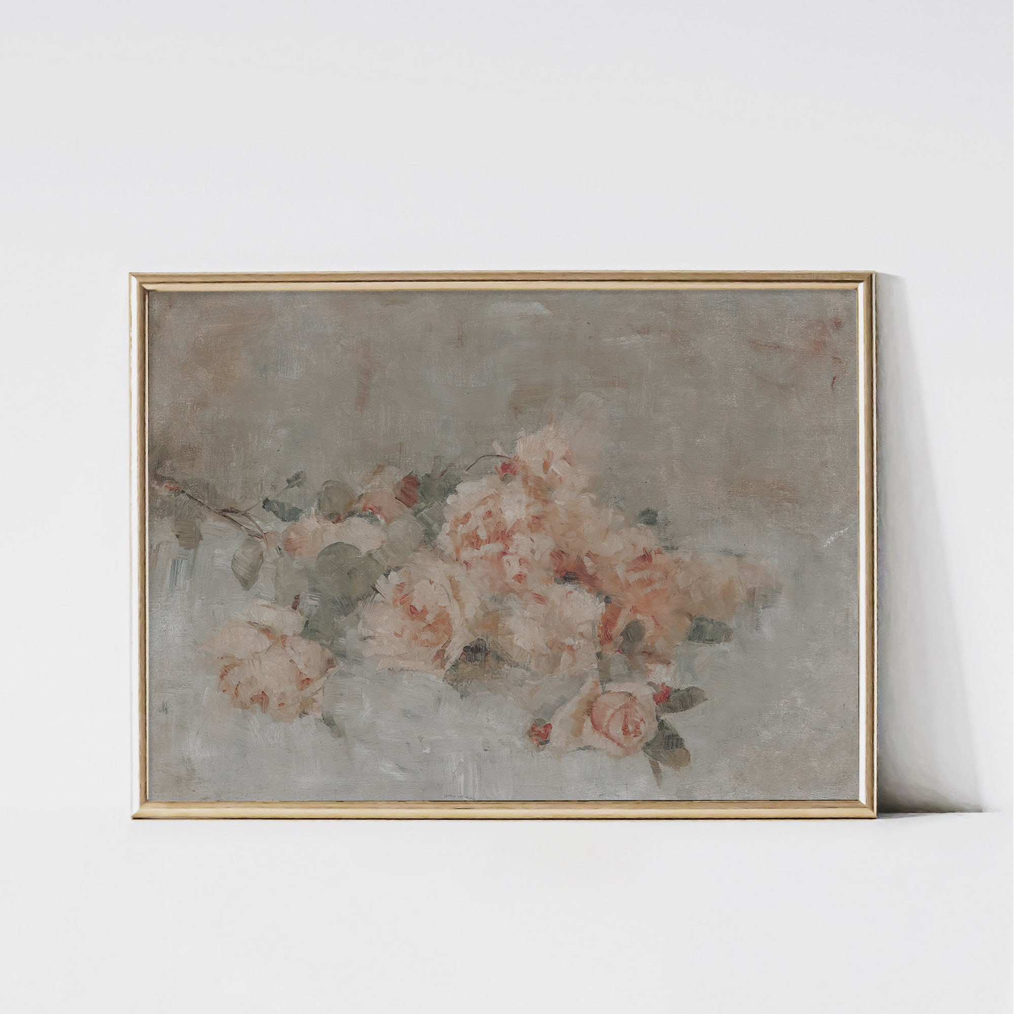 Vintage Rose Oil Painting Antique Rustic Vintage Floral Country ...