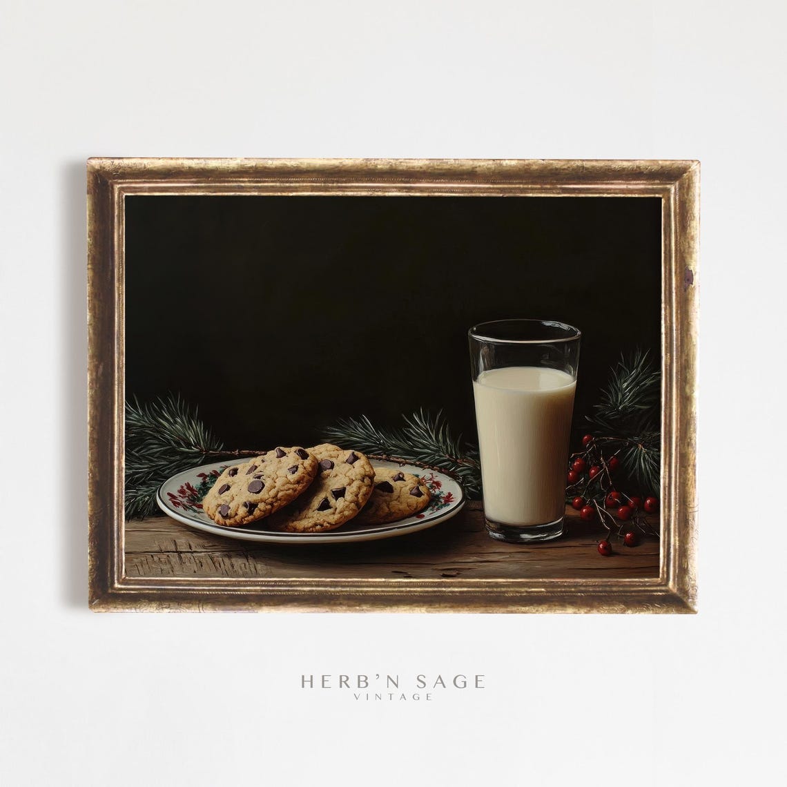 Santa’s Milk and Cookies | Vintage Christmas Wall Art | Holiday Fine ...