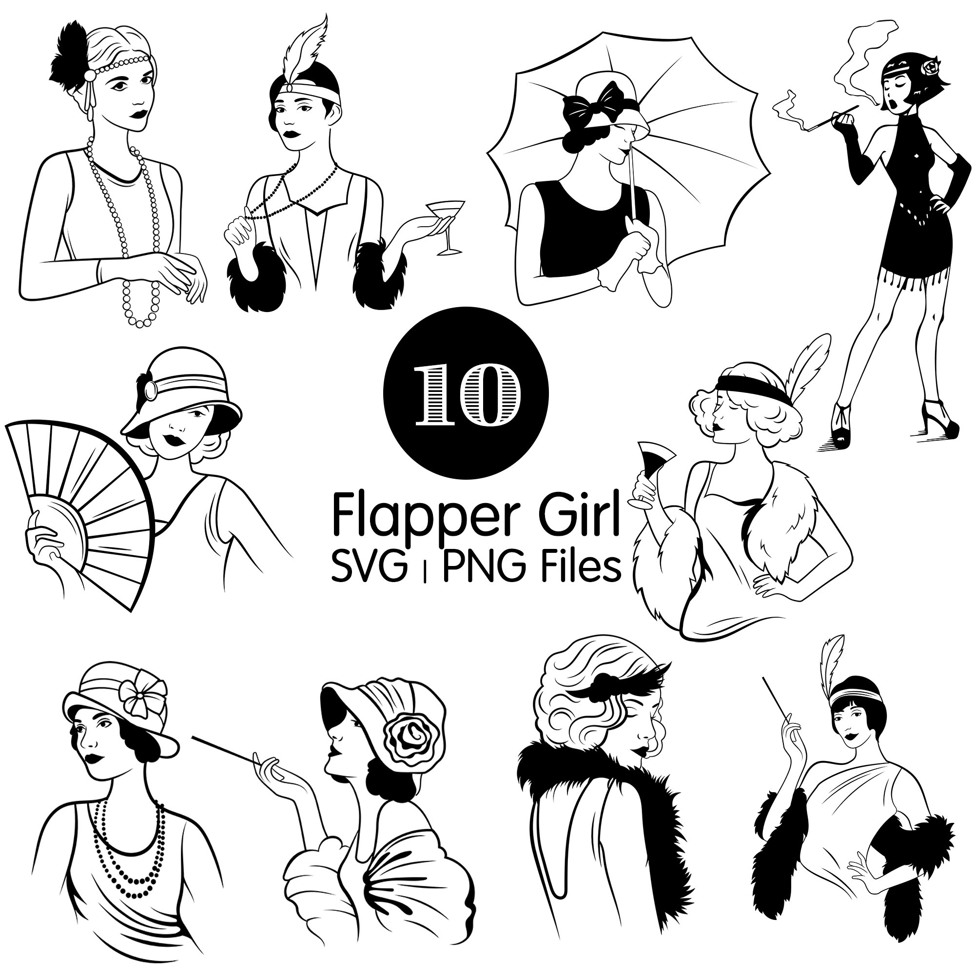 10 Glamorous 1920s Flapper Girls Png Files Flapper Etsy