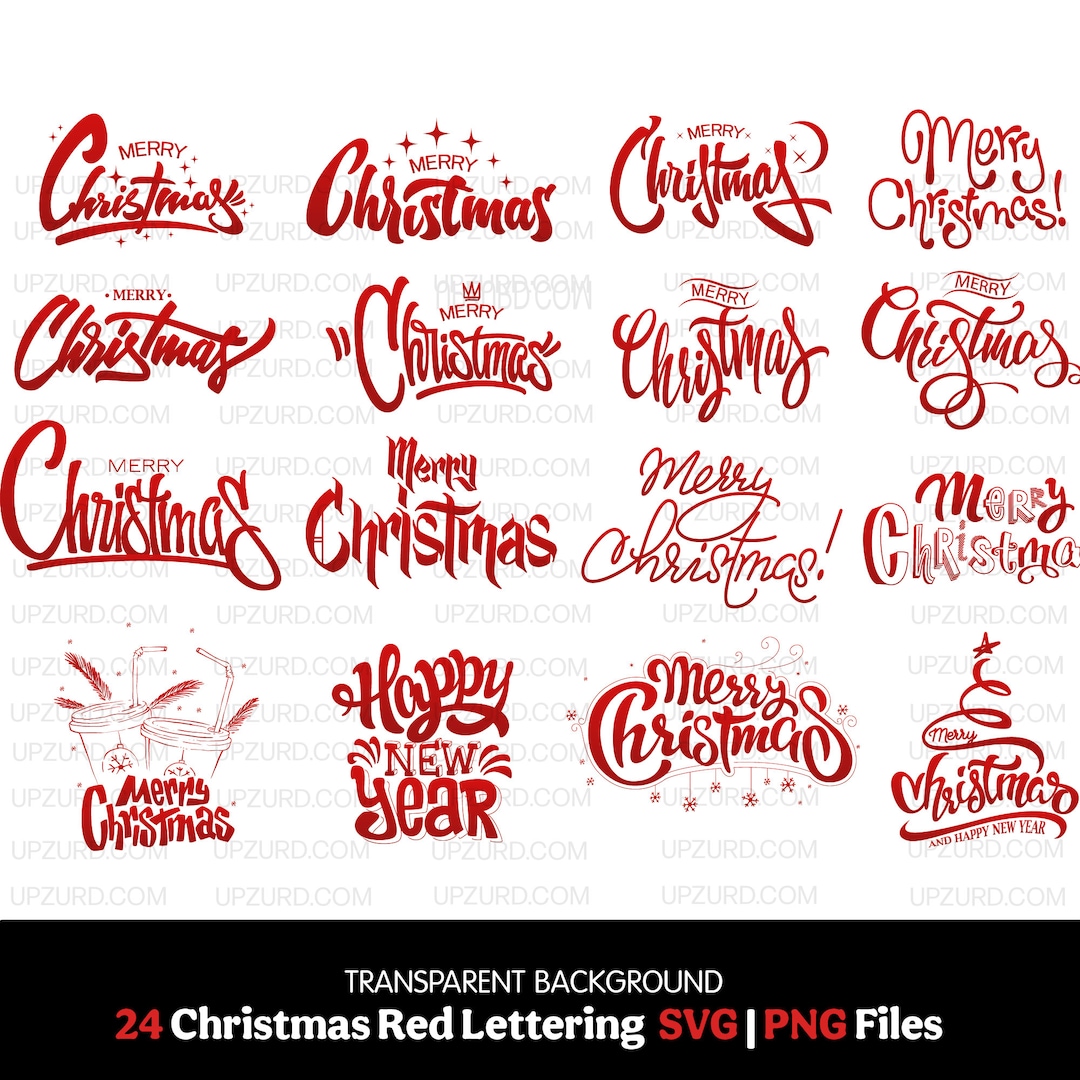 24 Merry Christmas Text Red Christmas Letteing Holiday Quotes - Etsy UK