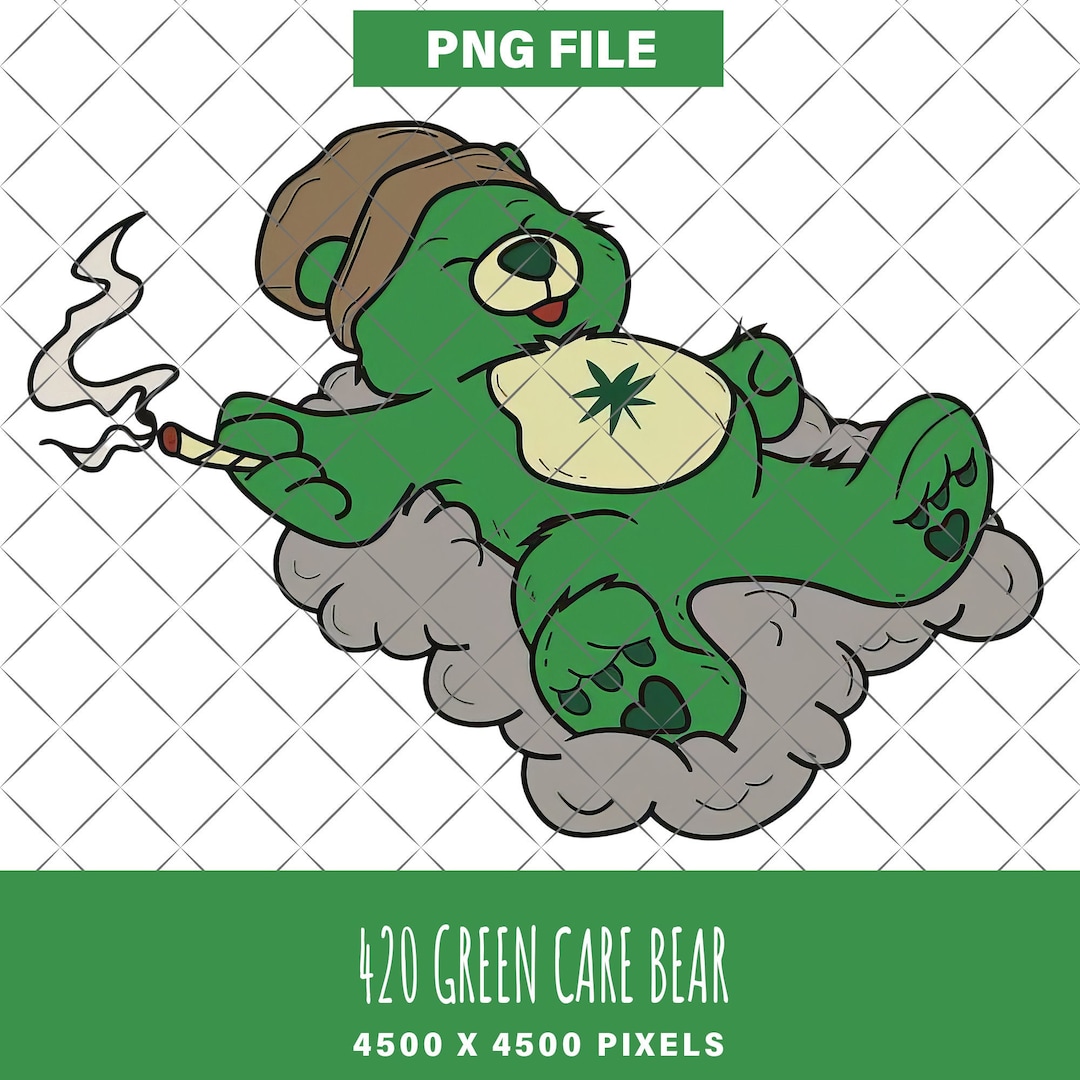 420 Green Care Bear Smoking A Blunt PNG File Cannabis Care - Etsy