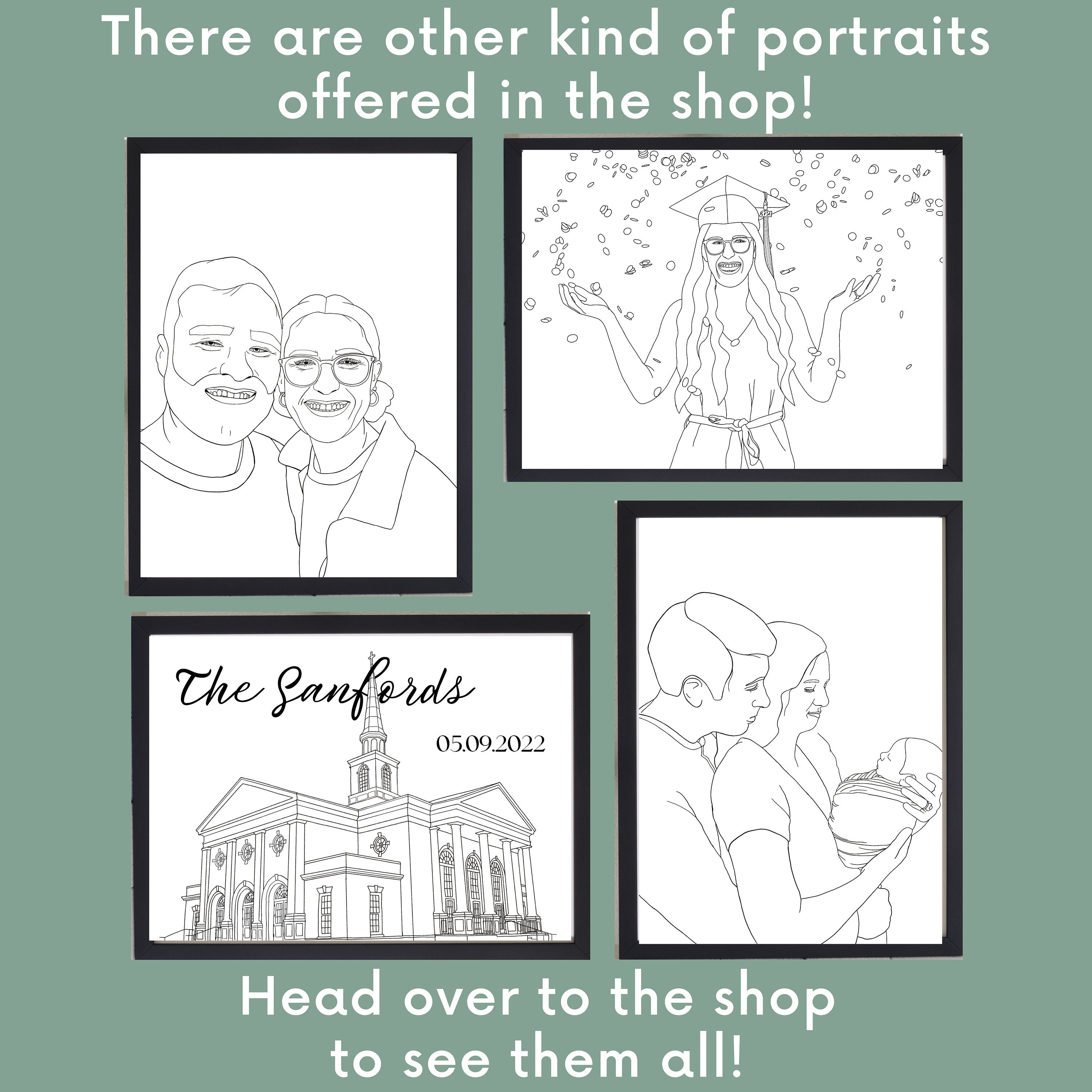 Custom Multiple Pet Portrait With Names | Hand Drawn | Digital Print ...