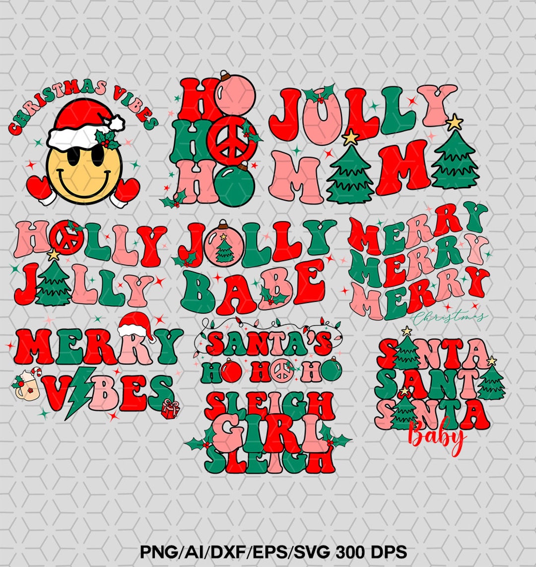 Retro Christmas SVG Bundle, Vintage Holiday Clipart Png Eps Dxf ...