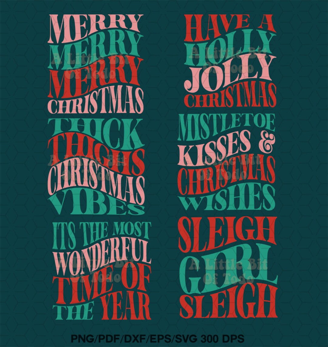 Retro Christmas SVG Bundle, Vintage Holiday Clipart Png Eps Dxf ...