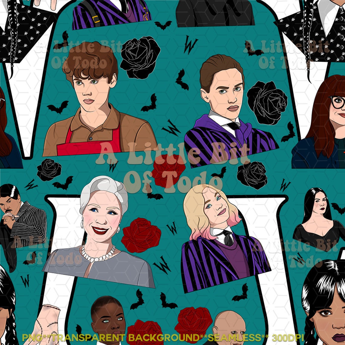 Wednesday Seamless Pattern, Pattern Png, Pattern Transfer, Png - Etsy