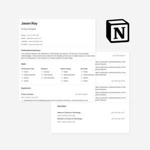 Pack de modèles de CV Notion Professionnelle | UX Designer - Product ...